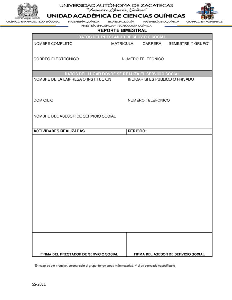 QFB – SERV. SOCIAL – Unidad Académica de Ciencias Químicas